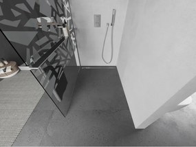 Mexen Kioto+ L, sprchová zástěna Walk-In s poličkou a věšákem 90 x 200 cm, 8mm čiré sklo bílý vzor, ​​chromový profil, 800-090-123-01-85