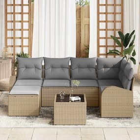 Set pohovek 7 ks Beige a světle šedá polyratan 3354789