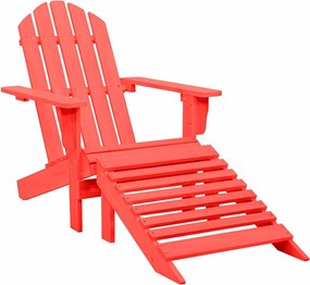 Zahradní židle Adirondack s podnožkou masivní jedle červená 315863