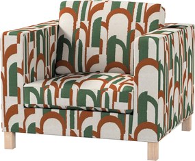 Potah na křesko IKEA Karlanda, krátký barva zelená látka pletený vzor, vzorované