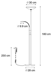 Stojací lampa černá vč. LED a stmívače s lampou na čtení - Fez