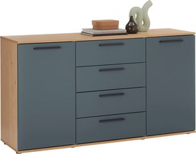 XXXLutz ŠIROKÁ KOMODA, modrá, barvy dubu, 151/82,5/46 cm Dieter Knoll - Šuplíkové komody - 001203003804
