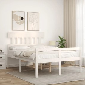 Postel s čelem pro seniory bílý 140x190 cm masivní dřevo 3195397