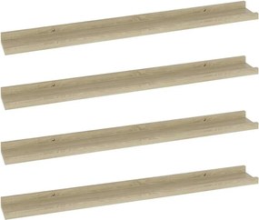 Nástěnné police 4 ks dub sonoma 80 x 9 x 3 cm 326686