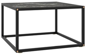 Konferenční stolek černý s černým mramorovým sklem 60x60x35 cm 322874