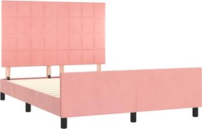Rám postele s čelem růžový 140x200 cm samet 3125762