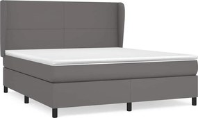 Box spring postel s matrací šedá 160x200 cm umělá kůže 3128923