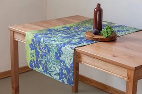 Lenbutik Lněný běhoun na stůl  Vincent Van Gogh Kosatce / Irisis Rozměry ubrusů: 142x50 cm