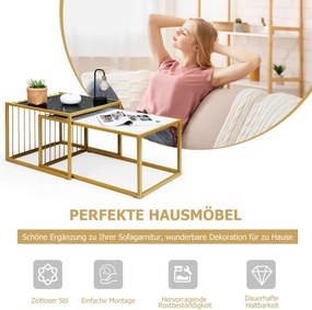 Costway 2 x odkládací stolek set hnízdící stolky mramorový moderní hnízdící