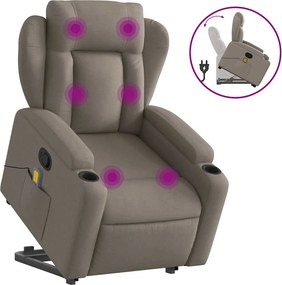 Zvedací masážní polohovací křeslo taupe textil 3204502