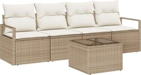 Set pohovek 5 ks 4-Počet míst Béžová a krémová polyratan 3354920
