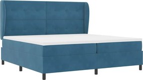 Postel s boxspringem s čelo Tmavě modrá 200 x 200 cm samet 3340950