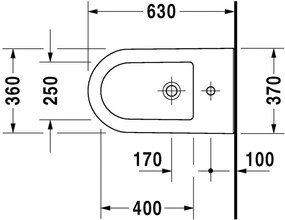 Duravit Darling New - Stojící bidet, 1 otvor pro armaturu propíchnutý, 37 x 63 cm, bílý 2251100000