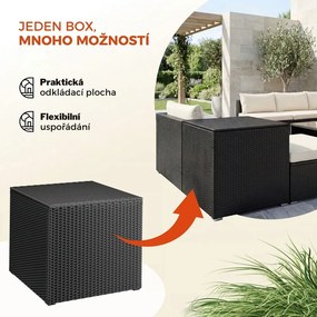 Polyratanový úložný box RICCO, 318L, 75x75x70 cm, černá Casaria