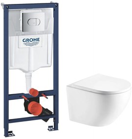 Set podomítkový WC modul se splachovacím tlačítkem Grohe Solido 38981000, sada mísa + prkénko s pomalým sklápěním Hagser Beno HGR20000042