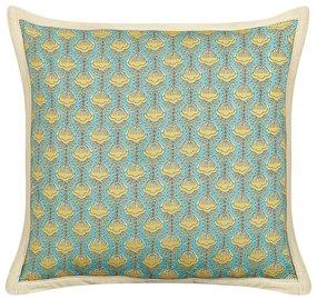 Bavlněný polštář květinový vzor 45 x 45 cm modrý/ žlutý WAKEGI Beliani