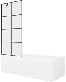 Mexen Cubik obdélníková vana 160 x 70 cm s krytem a jedním křídlovým panelem 80 cm, černý vzor - 550316070X9508007077