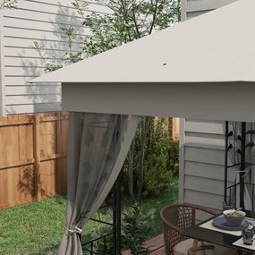 Pavilon s dvojitou střechou, 3x3 m Vodoodpudivý Stabilní Zimní zahradní pavilon s moskytiérou Světle šedý