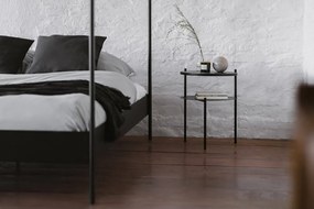 Černá ocelová dvoulůžková postel bez čela/s nebesy s roštem 200x200 cm Eton – noo.ma