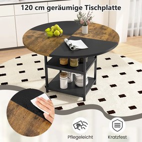 Costway Φ 120 cm Kulatý jídelní stůl pro 4-6 osob Dvoubarevný s kovovým rámem