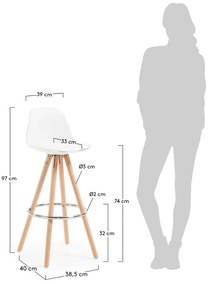 OnaDnes -20% Bílá plastová barová židle Kave Home Slad 74 cm
