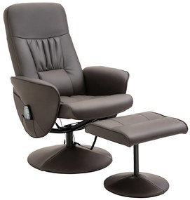 HOMCOM 2-St TV křeslo s funkcí polohování 360° otočné polohovací křeslo s 10 masážními body v imitaci kůže v hnědé barvě Š76 x D81 x V105 cm | Aosom.…