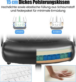 Costway Manažerská židle, ergonomická kancelářská židle, unese až 225 kg, psací