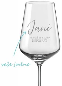 Pískovaná sklenička na víno Hlavně se z toho neposrat