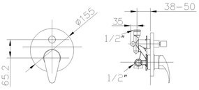Aqualine, KASIOPEA podomítková sprchová baterie, 2 výstupy, chrom, 1107-42
