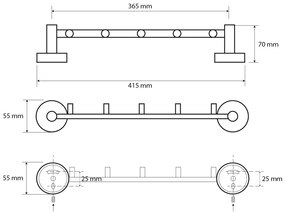 SAPHO XR214 X-Round E hrazda s 5 věšáčky 39,5 cm, stříbrná