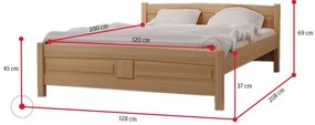 Expedo Vyvýšená postel ANGEL + pěnová matrace DE LUX 14 cm + rošt ZDARMA, 120 x 200 cm, přírodní-lak