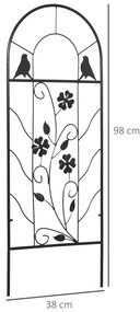 Outsunny 2-set zahradní mřížka 38 Š x 98 V cm z kovu ve tvaru čtyřlístku a ptáčka pro popínavé rostliny nerezavějící černá pro zahradu balkon dvůr | …