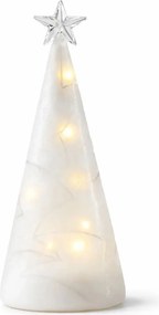 LED svítící stromeček skleněný, bílý, 22 cm, zmražený