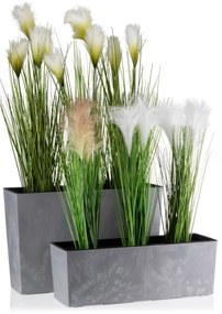 PLASTOVÝ KVĚTINÁČ BOUQUET 19X56 CM IMITACE BETONU ŠEDÁ