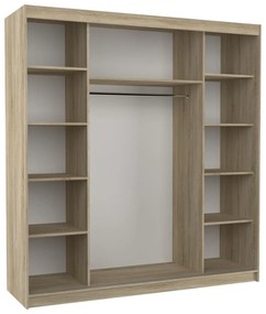 Šatní skříň s posuvnými dveřmi Viki - 200 cm Barva: Bílá/dub Sonoma