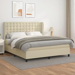 vidaXL Box spring postel s matrací krémová 180x200 cm umělá kůže