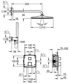 GROHE 34879000 - Podomítkový sprchový systém PRECISION CUBE 310 × 310 mm chrom