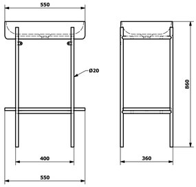 Sapho Sapho, PUNO podstavec s umyvadlem 550x860x360mm, černá, SKA570-2-01