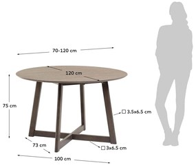 Hnědý jasanový rozkládací jídelní stůl Kave Home Maryse 70-120 cm