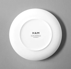 HAM Porcelánový dezertní talíř Working Rabbit 20,5 cm, černá barva, bílá barva, porcelán