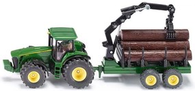 Kovový model siku farmer - traktor john deere s lesním přívěsem