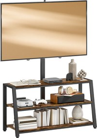 HOMCOM TV nábytek s držákem pro televizory od 81,3–177,8 cm, otevřené police, nastavitelný úhel 35°, 108x41x135 cm, hnědý