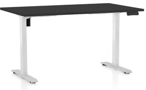 Výškově nastavitelný stůl OfficeTech B, 140 x 80 cm, bílá podnož, černá