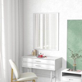 HOMCOM Obdélníkové Zrcadlo Koupelnové Zrcadlo 70x90 cm Dekorativní Zrcadlo pro Obývací Pokoj, Předsíň, Chodbu Horizontálně nebo Vertikálně Bílé