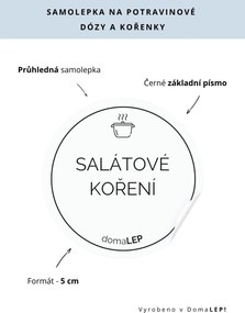 Samolepka na kořenky SALÁTOVÉ KOŘENÍ průhledná 5 cm základní písmo