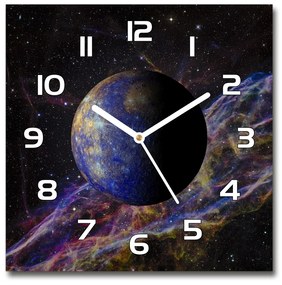 Wallmuralia Skleněné nástěnné hodiny čtverec Merkury 30x30 cm