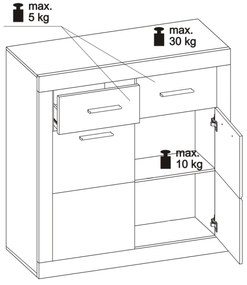 Sconto Komoda STONE 671-D5 beton/bílá