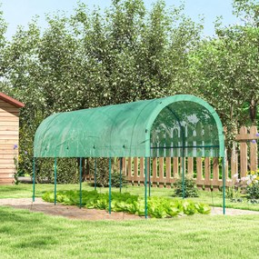Outsunny zimní tunelový skleník s obloukovou střechou — ocelový rám a zemní kotvy, zasouvací otevřený tunel, 400 × 120 × 170 cm, zelený
