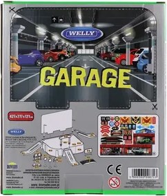 DROMADER Garáž s autem Welly Porsche / Kov/plast / 21 × 25 × 5,5 cm /
