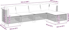 5dílná zahradní sedací souprava s poduškami černá polyratan 3261788
